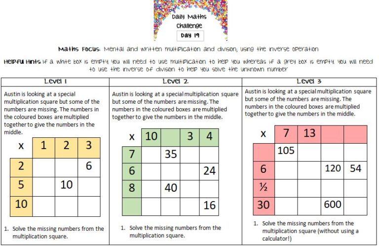 Daily Maths Challenge – St Mark's CofE Primary School