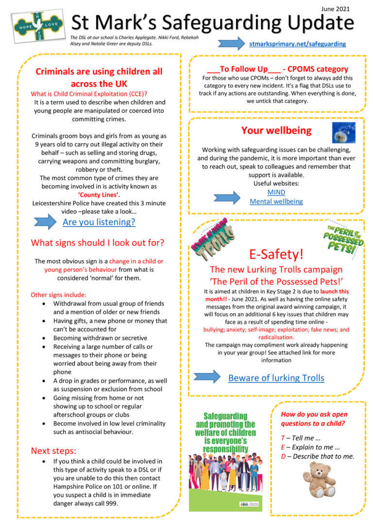Safeguarding Hub Page – St Mark's CofE Primary School